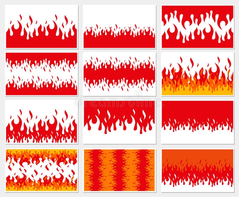 Set of Fire Flame Background. Fire Banner. Vector Illustration. Stock ...