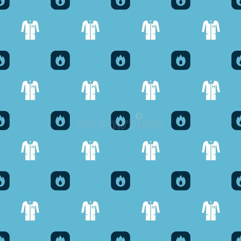 Set Fire Flame and Laboratory Uniform on Seamless Pattern. Vector Stock ...