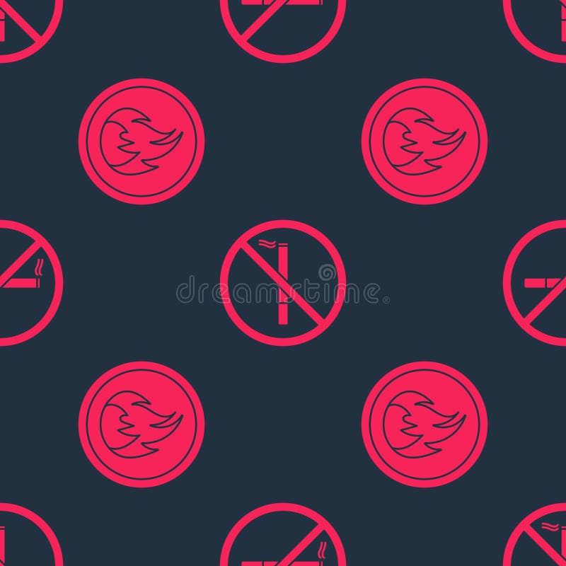 Set Fire Flame and No Smoking on Seamless Pattern. Vector Stock ...