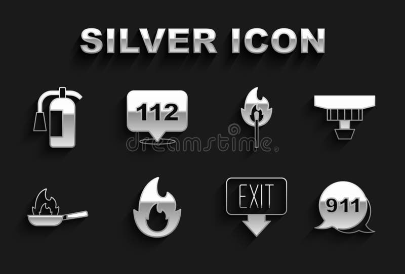 Set Fire Flame, Smoke Alarm System, Emergency Call 911, Exit, Pan with ...