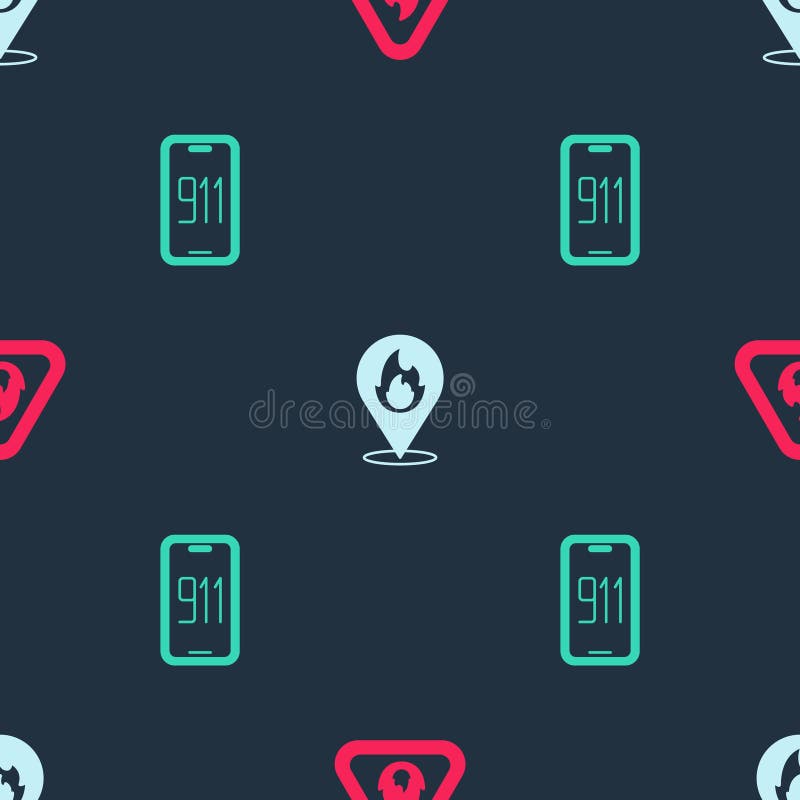 Set Fire Flame in Triangle, Location with Fire and Mobile Emergency ...