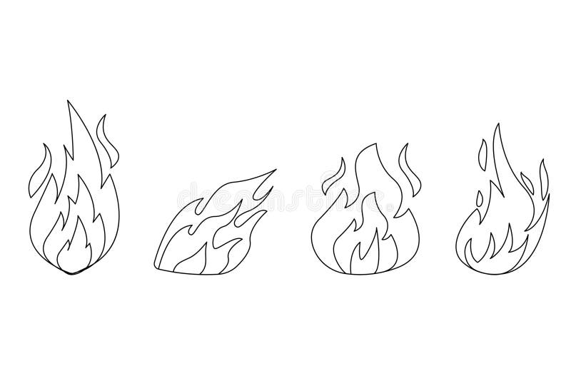 Set of fire flames outline stock vector. Illustration of people - 301212216