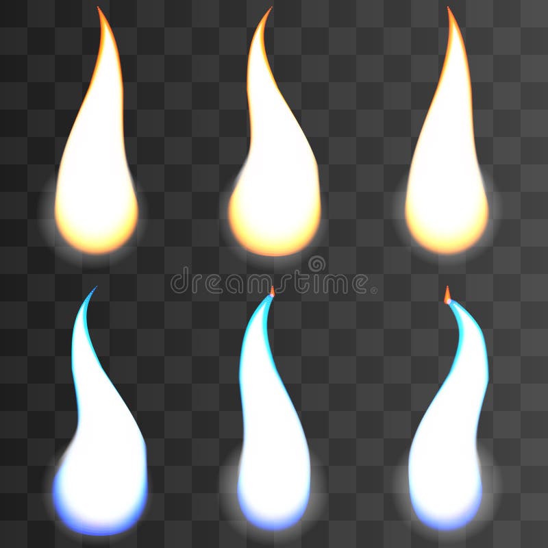 Set of Fire Flames on Transparent Background. Stock Vector ...