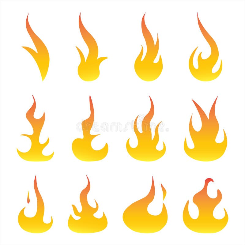 Set of Fire Flames.Vector Bonfire Creative Elements Collection. Hot ...