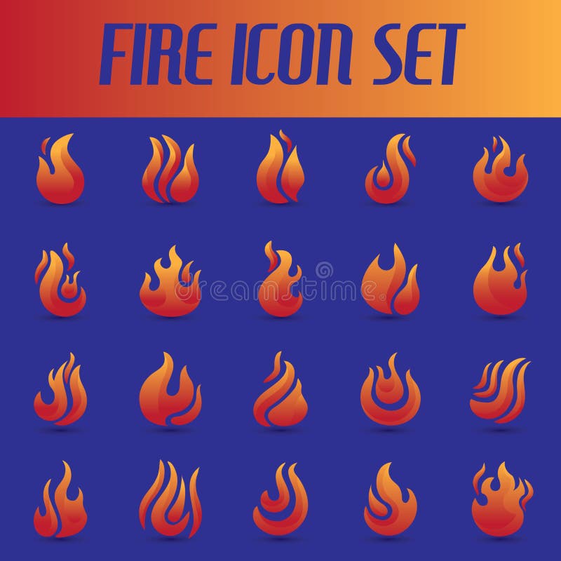 Set of Fire Flames. Vector Illustration Decorative Design Stock Vector ...