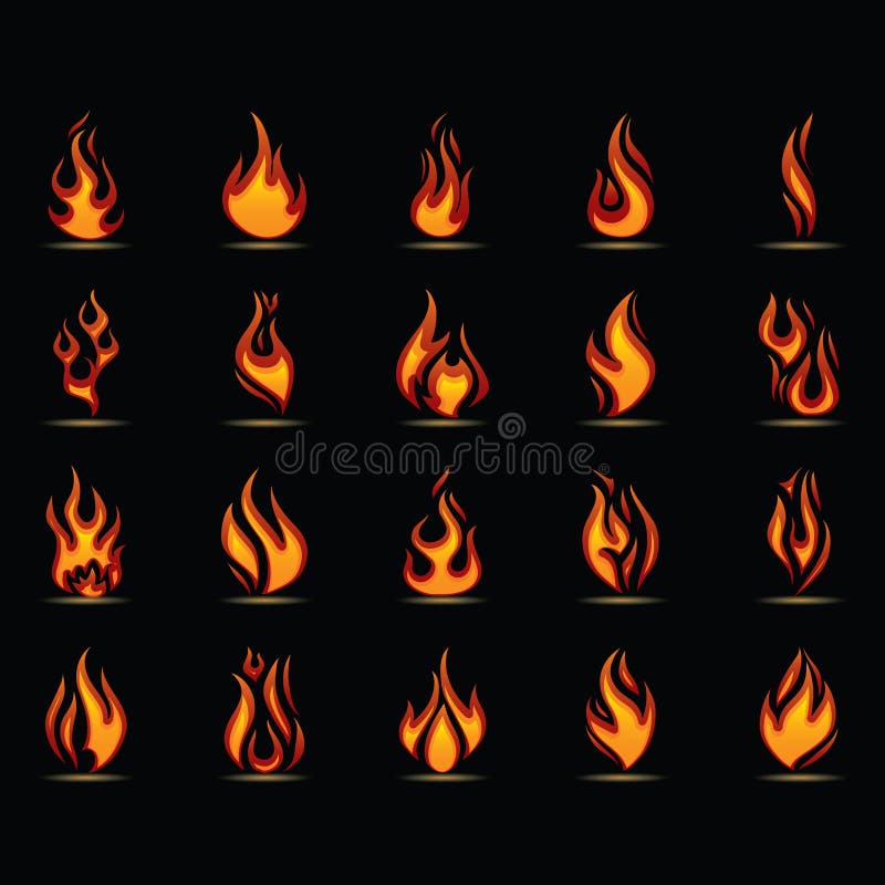 Set of Fire Flames. Vector Illustration Decorative Design Stock Vector ...