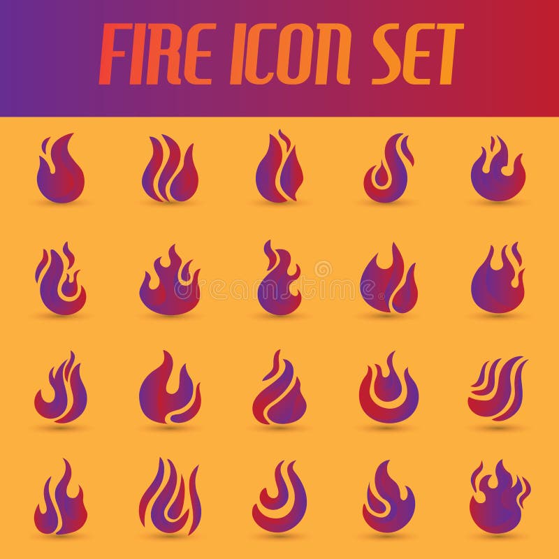 Set of Fire Flames. Vector Illustration Decorative Design Stock Vector ...