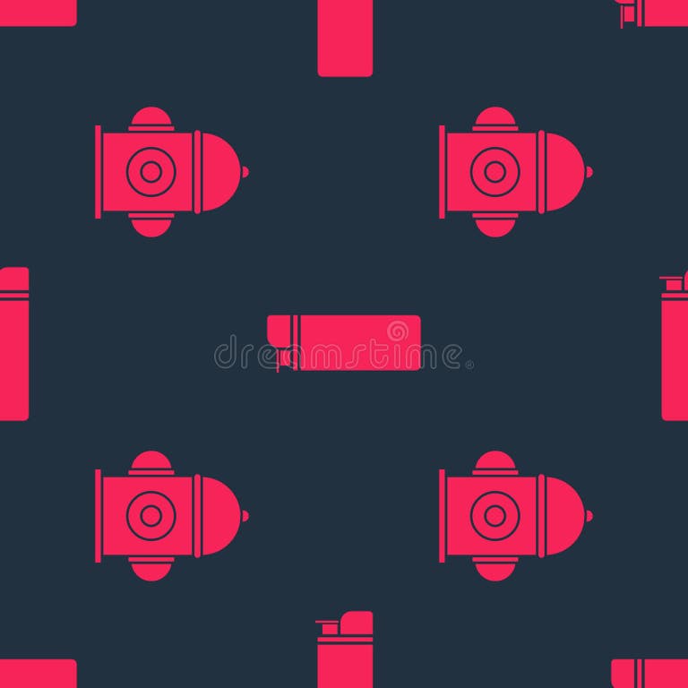 Set Fire Hydrant and Lighter on Seamless Pattern. Vector Stock Vector ...