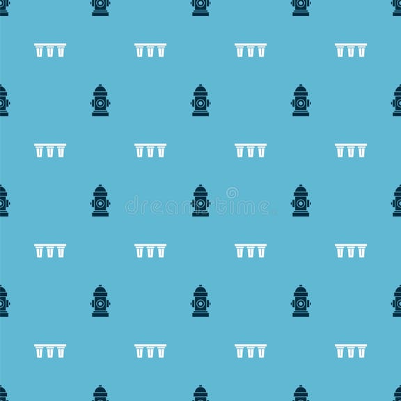 Set Fire Hydrant and Water Filter on Seamless Pattern. Vector Stock ...