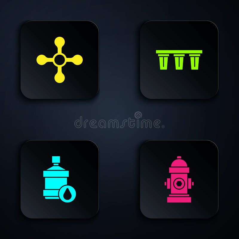 Set Fire Hydrant, Water Tap, Big Bottle with Clean Water and Filter ...