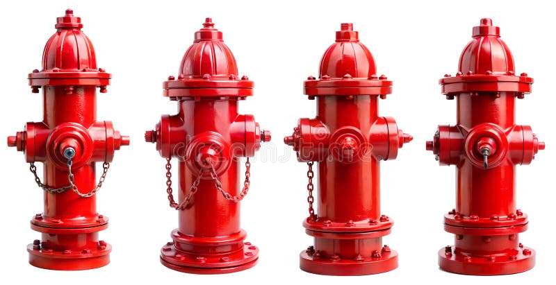 Red Fire Hydrants Shackled Together Stock Photo - Image of captured ...