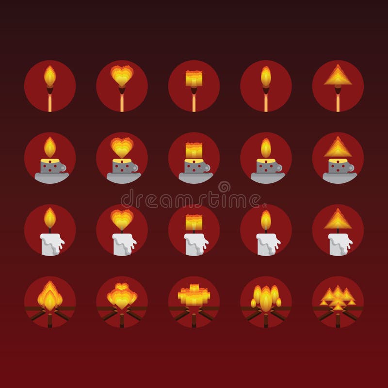 Set of Fire Icons. Vector Illustration Decorative Design Stock Vector ...