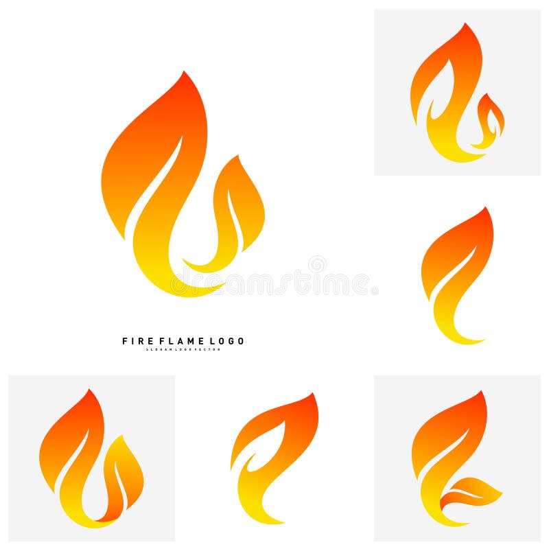 Set of Fire Logo Concept Vector. Fire Leaf Logo Template Vector Stock ...