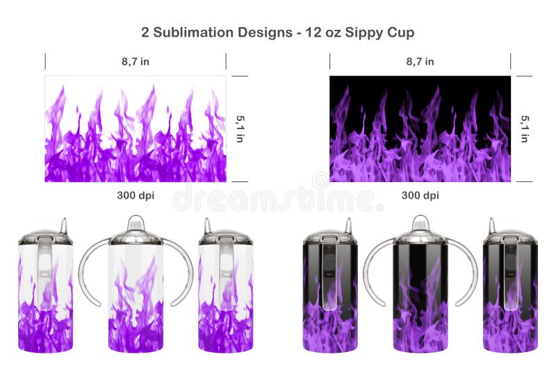 Set of 2 Fire Patterns on White and Black Background. Sublimation ...