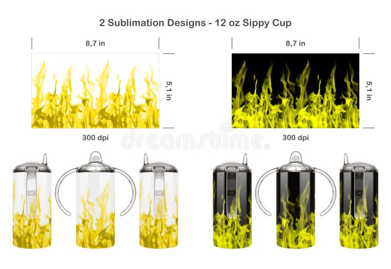 Set of 2 Fire Patterns on White and Black Background. Sublimation ...