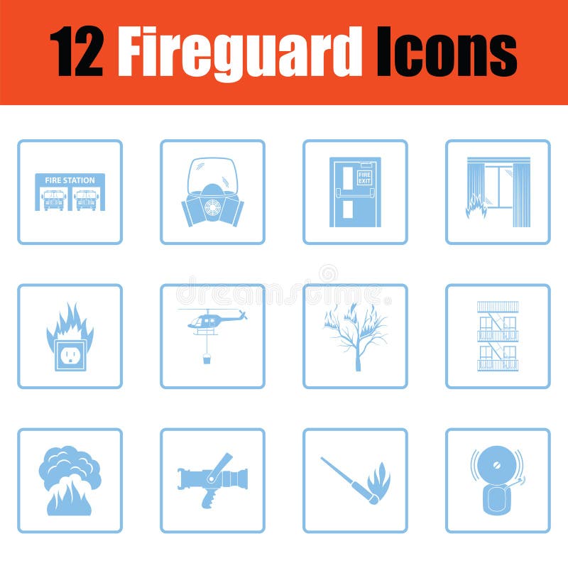 Set of fire service icons stock vector. Illustration of curtain - 121628967