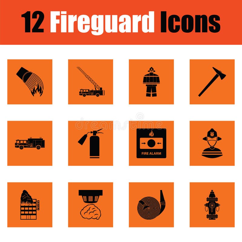 Set of fire service icons stock vector. Illustration of alarm - 93950545