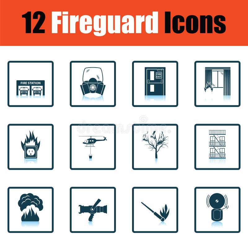 Set of fire service icons stock vector. Illustration of department ...