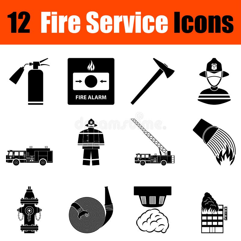 Set of 24 Fire Icons stock vector. Illustration of sign - 126293806