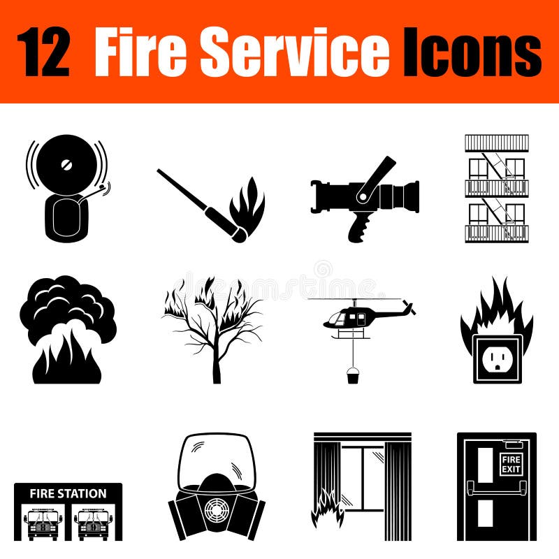 Set of fire service icons stock vector. Illustration of hose - 69740065