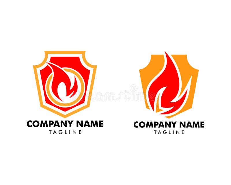 Set of Fire Shield Logo Template Design Stock Vector - Illustration of ...