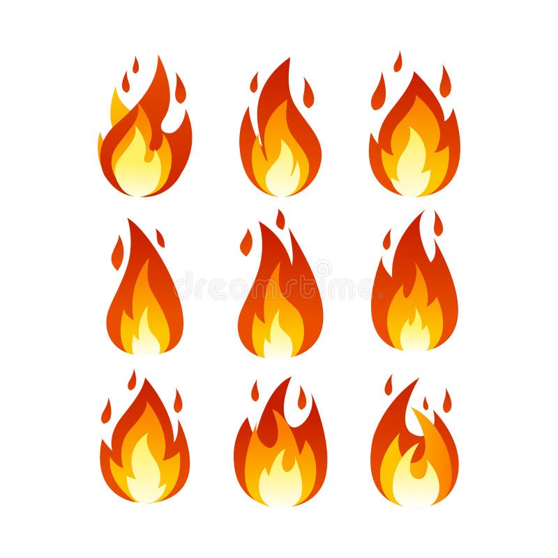 Set of Fire Symbol Icon Vector Illustration Stock Illustration ...
