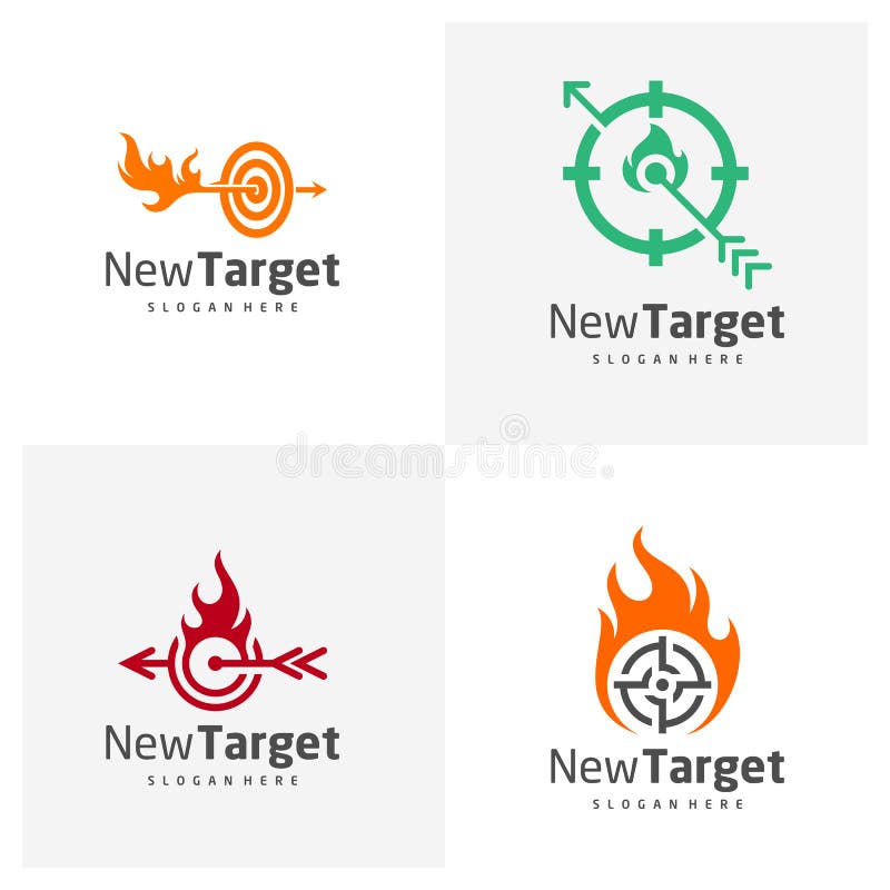 Set of Fire Target Logo Vector Template, Creative Target Logo Design ...