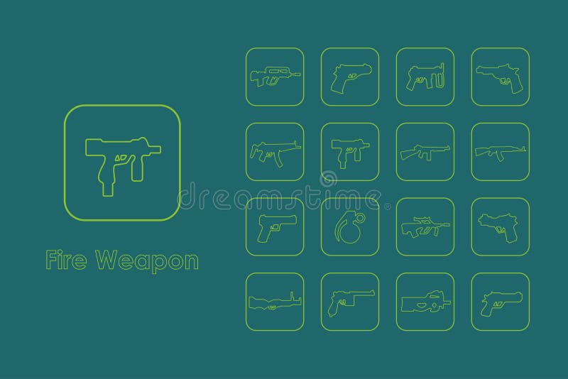 Set of Fire Weapon Simple Icons Stock Vector - Illustration of ...