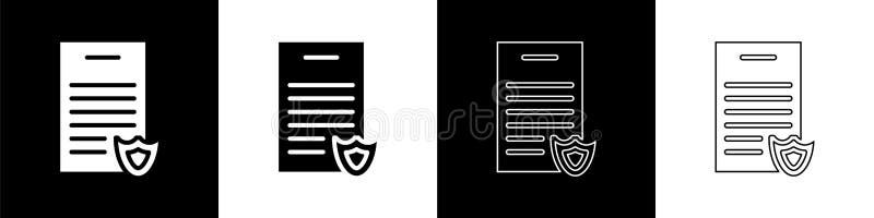 Set Firearms License Certificate Icon Isolated on Black and White ...