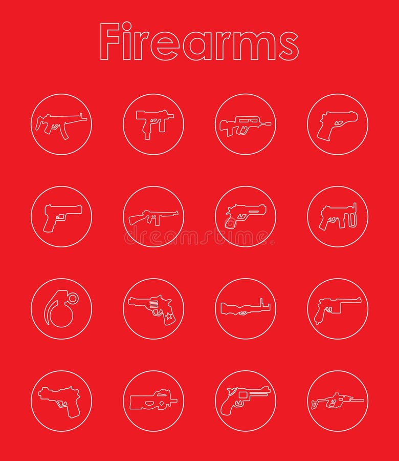 Set of Firearms Simple Icons Stock Vector - Illustration of machine ...