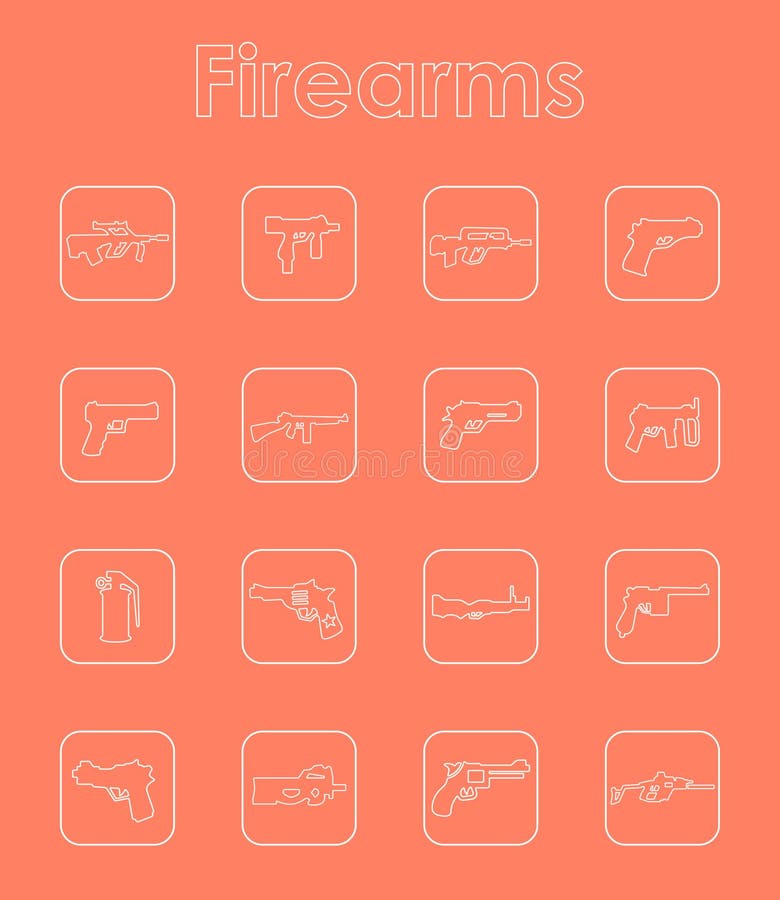Set of Firearms Simple Icons Stock Vector - Illustration of machine ...