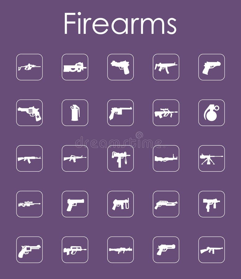 Set of Firearms Simple Icons Stock Vector - Illustration of machine ...