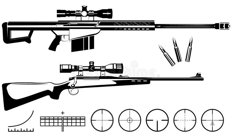 Set of Firearms Sniper Rifles and Targets Stock Vector - Illustration ...
