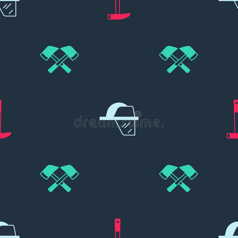 Set Firefighter Axe, Helmet and on Seamless Pattern. Vector Stock ...