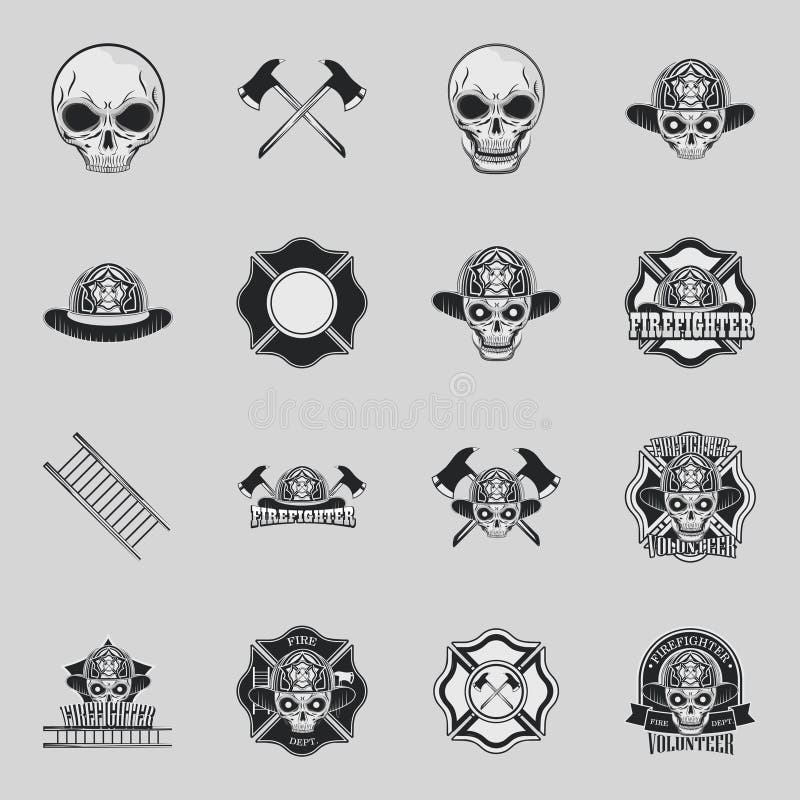 Set of Firefighter Emblems and Elements. Firefighting Logo. the Fireman ...