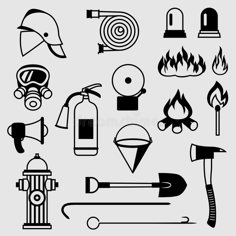 Set of Firefighting Items. Fire Protection Equipment Stock Vector ...