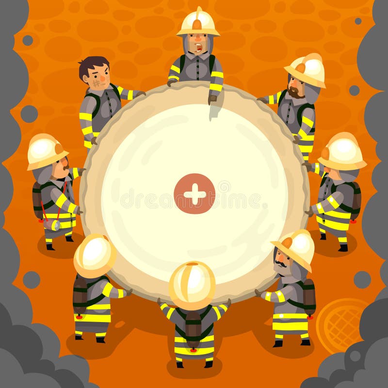 Set of fireman at work stock vector. Illustration of disaster - 56775826