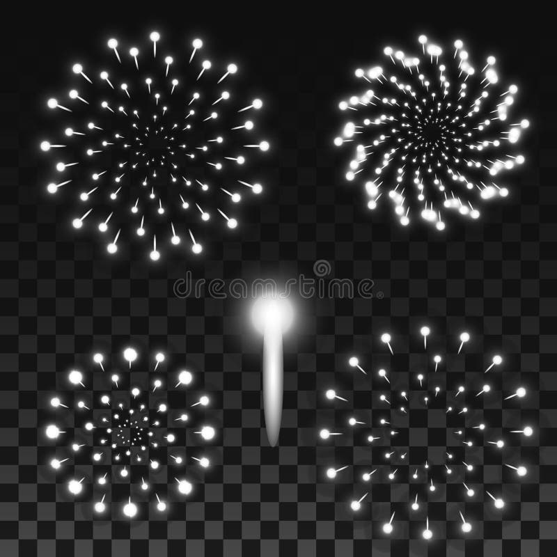Realistic Silver Fireworks Isolated on Transparent Background Stock ...