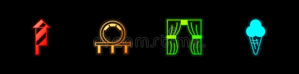 Set Firework Rocket, Roller Coaster, Circus Curtain Raises and Ice ...
