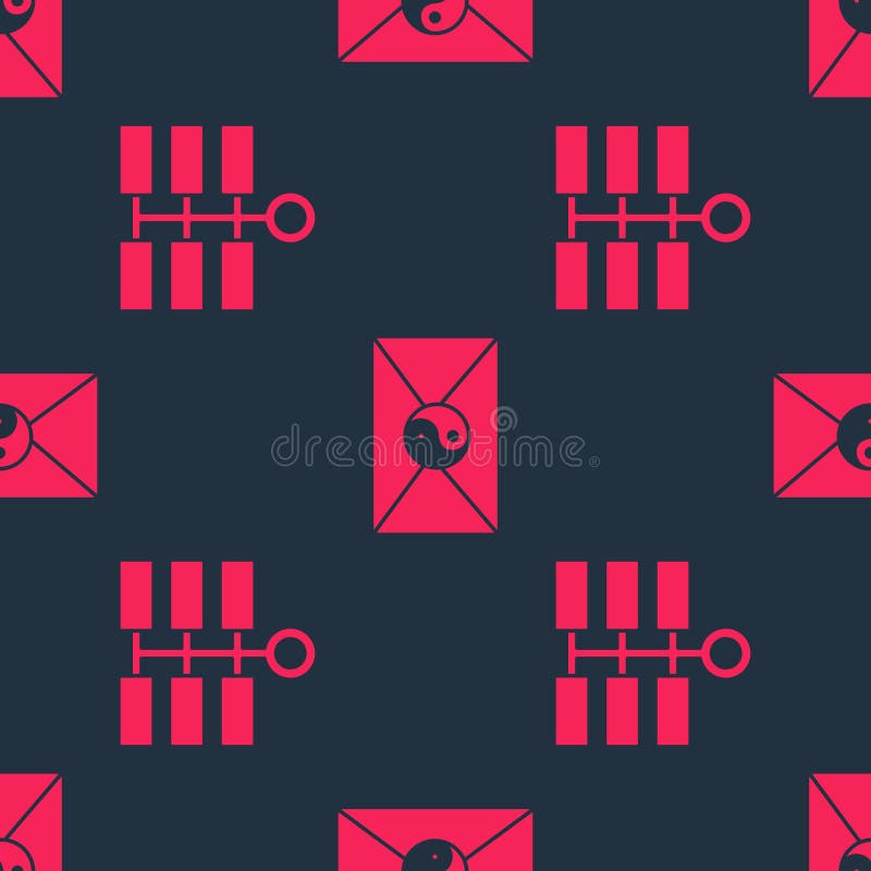 Set Firework and Yin Yang and Envelope on Seamless Pattern. Vector ...