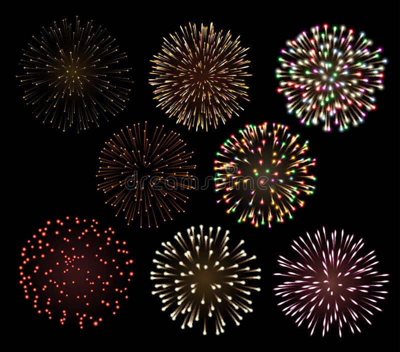 Set of Fireworks stock vector. Illustration of christmas - 102800563