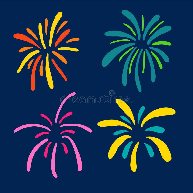 Set of Fireworks Doodle Hand Drawn Exploding in Night for Element ... Set of Fireworks Doodle Hand Drawn Exploding in Night for Element ...