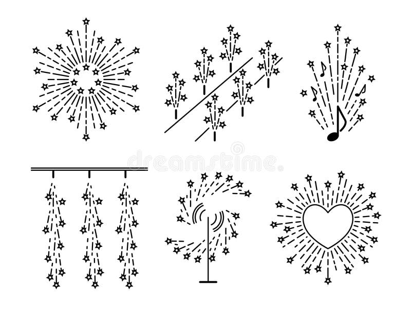 Set of Fireworks Icons. Various Types of Fireworks Stock Vector ... Set of Fireworks Icons. Various Types of Fireworks Stock Vector ...