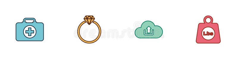Set First Aid Kit, Diamond Engagement Ring, Cloud Upload and Weight ...