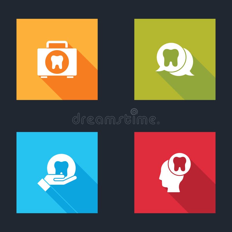 Set First Aid Kit, Tooth, and Human Head with Tooth Icon. Vector Stock ...