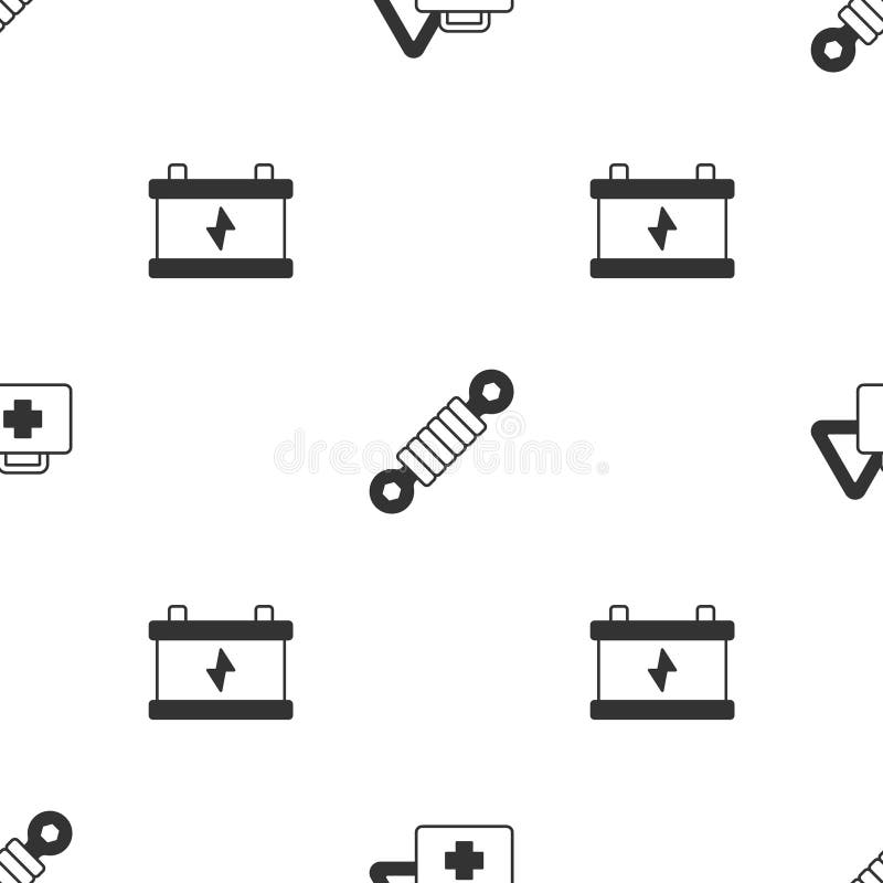 Set First Aid Kit and Warning Triangle, Shock Absorber and Car Battery ...