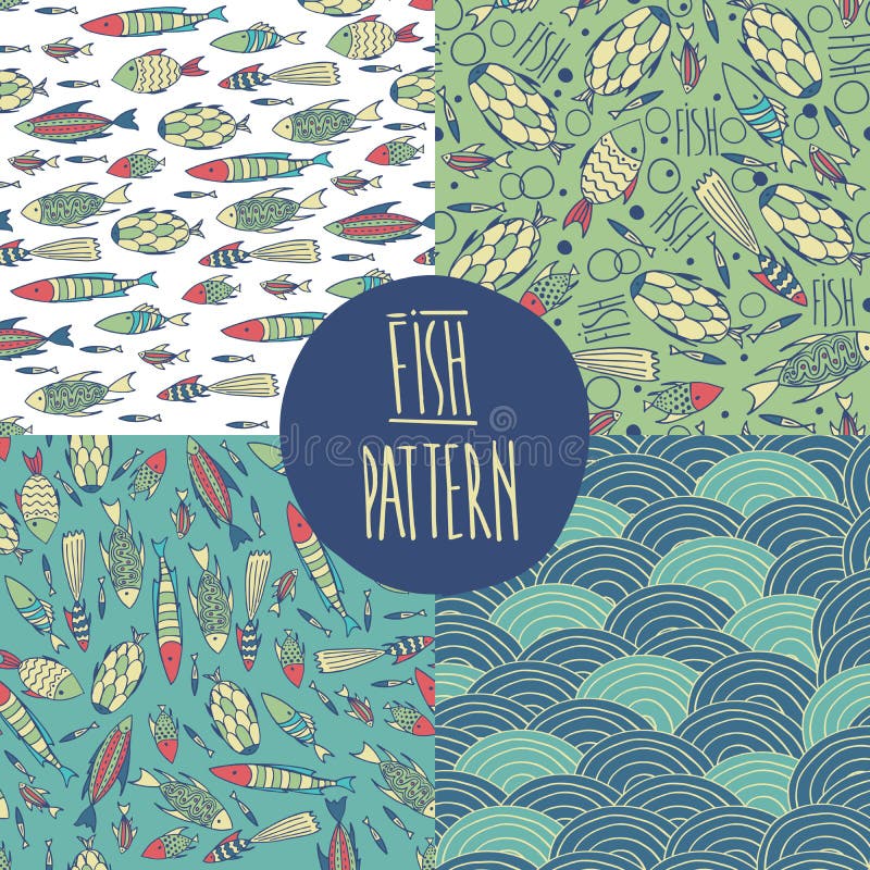 Set fish pattern stock vector. Illustration of soft, marine - 69559911