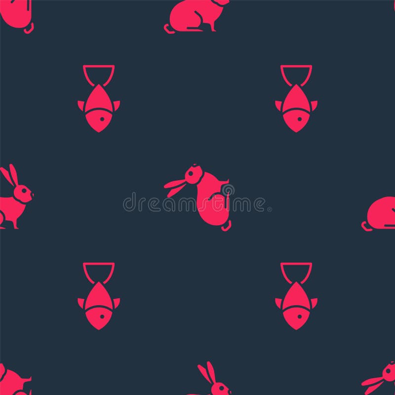 Set Fish and Rabbit on Seamless Pattern. Vector Stock Vector ...