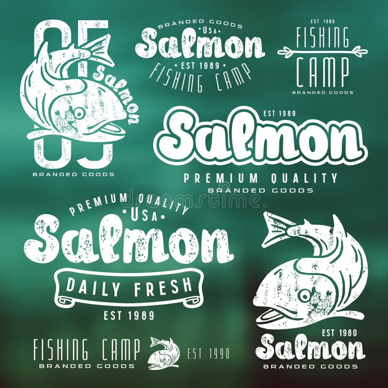Set of Fishing Labels in Retro Style Stock Vector - Illustration of ...