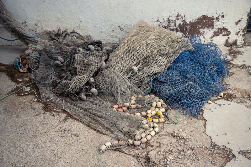 Set of Fishing Nets of Different Textures and Purposes Stock Photo ...